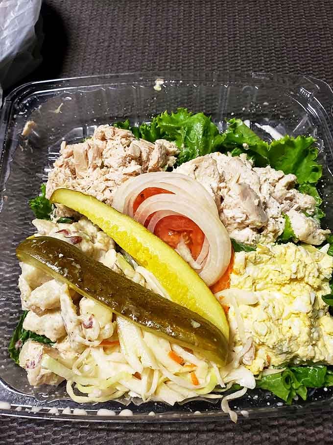 A salad plate that proves delis can do more than just stack meat between bread slices beautifully.