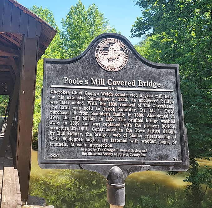 This historical marker tells the bridge's fascinating story, connecting you to generations of Georgians who crossed these same planks.