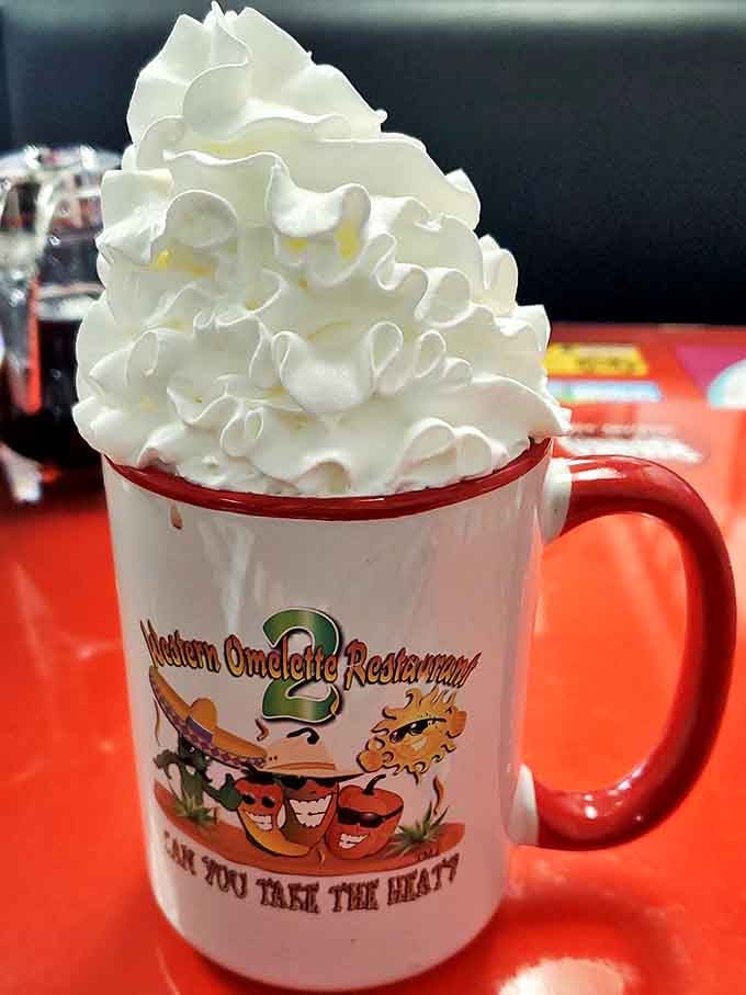 When whipped cream reaches for the heavens &ndash; a hot chocolate mountain that makes Swiss Miss packets weep with inadequacy.