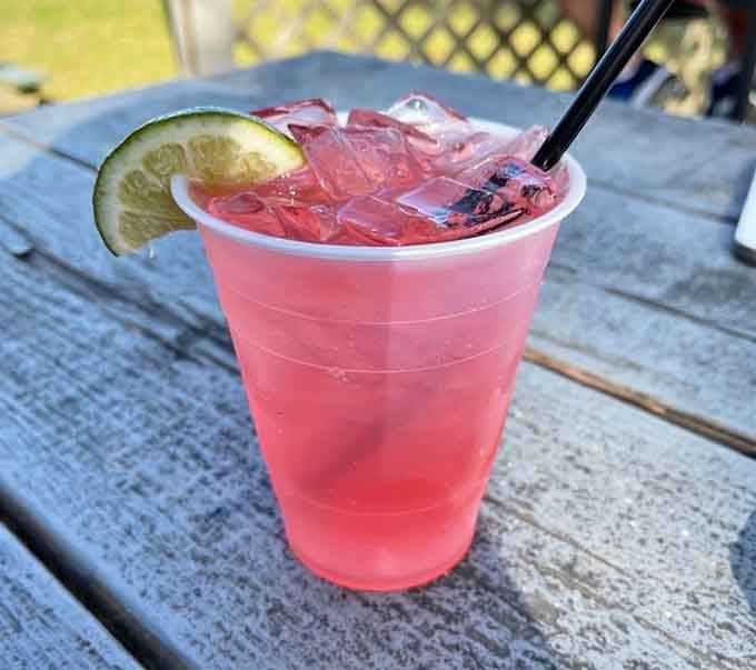 This pink cocktail with a lime garnish is basically summer vacation in a cup, even if it's February outside.
