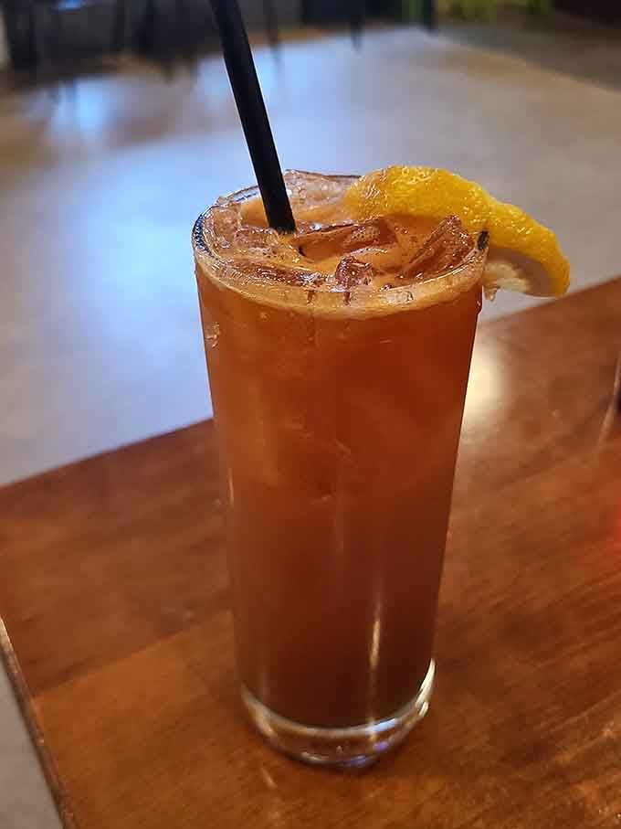 Iced tea so refreshing it makes Kentucky summer heat feel like a fair trade—especially with that slice of citrus standing guard.