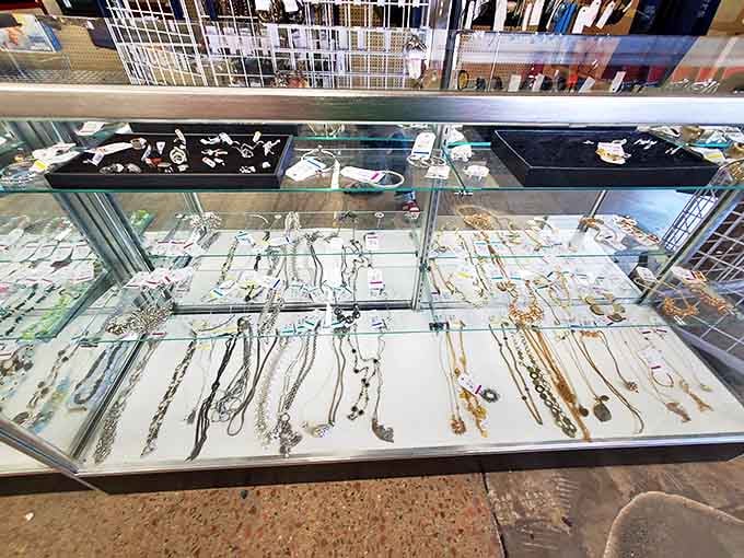 Treasure island under glass. These jewelry pieces have lived previous lives at proms, weddings, and "I'm sorry I forgot our anniversary" moments.