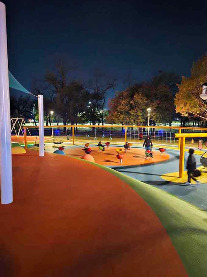 Spinning elements and balance pods dot the landscape, giving every child their own perfect challenge to conquer and master.