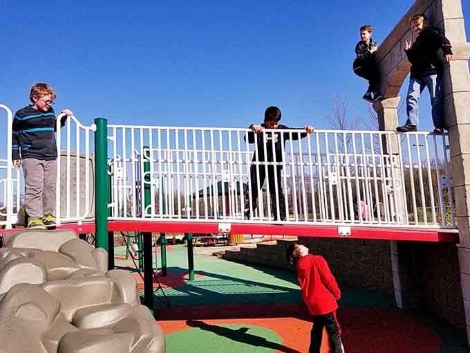 These elevated walkways make every kid feel like they're crossing a bridge to adventure and possibility.