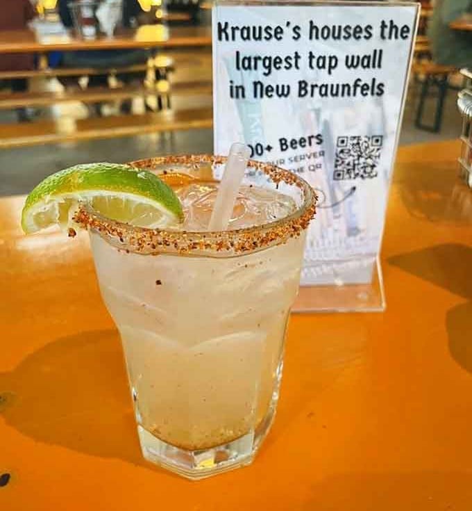 Ranch water with a spicy rim, because even German restaurants in Texas know how to keep things interesting and refreshing.