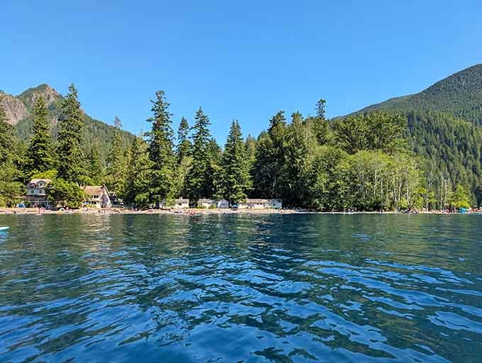 Paddling across water this clear and blue feels like gliding through liquid sky with mountains as your audience.