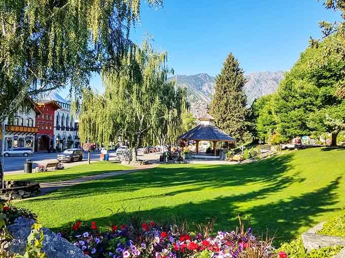 Front Street Park offers peaceful green spaces where you can rest between bratwurst and contemplate your life choices.