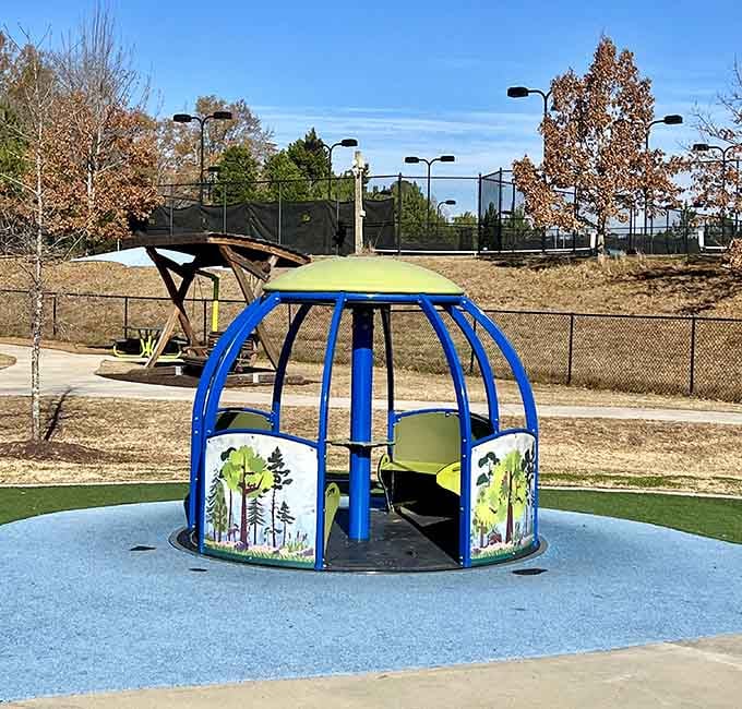 This adaptive spinner lets multiple kids ride together, turning solo play into a shared experience that builds friendships and occasional dizziness.