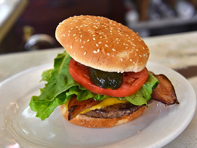 A classic burger with all the fixings, served on a sesame seed bun that would make any drive-in jealous.