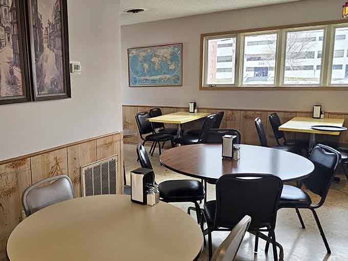 Classic diner seating that's seen everything from first dates to business deals, all fueled by steamed meat sandwiches.