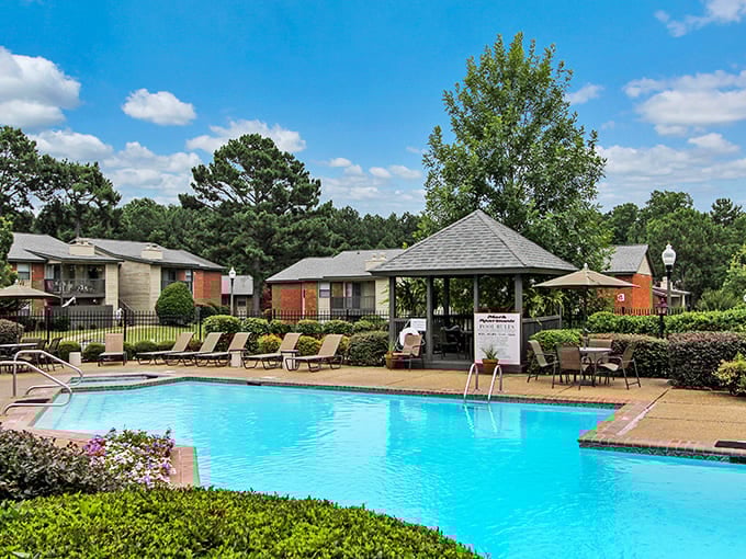 Affordable apartment living comes with resort-style amenities like this sparkling pool &ndash; no wonder Meridian's housing market is Mississippi's best-kept secret.