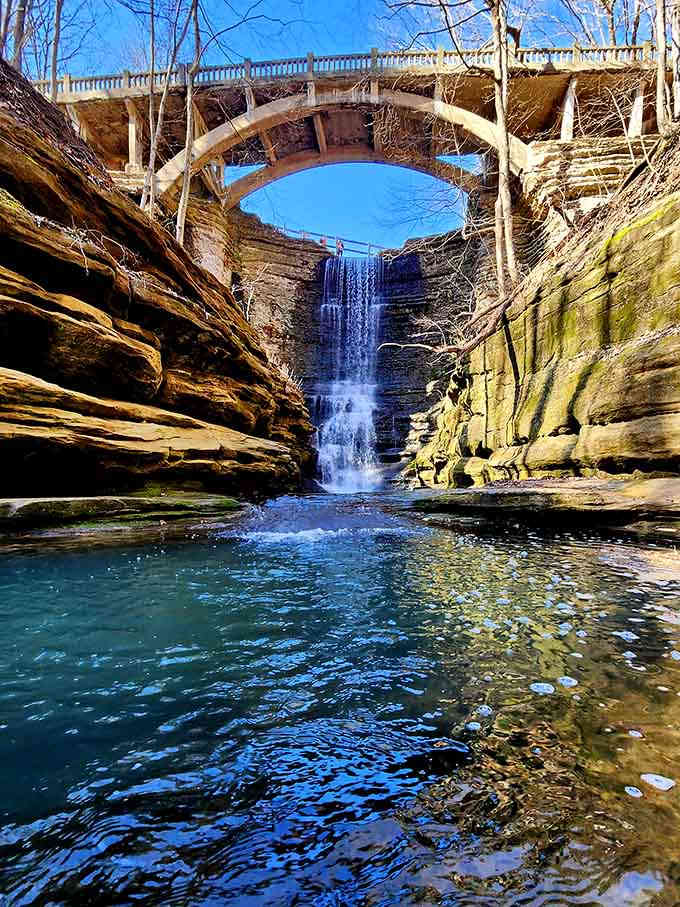 This waterfall drops through a natural skylight, creating a scene so perfect it almost looks Photoshopped.