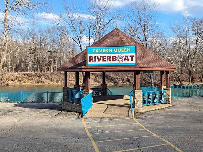 The Cavern Queen Riverboat sits ready to take you on Missouri's most unusual water journey, no seasickness included.