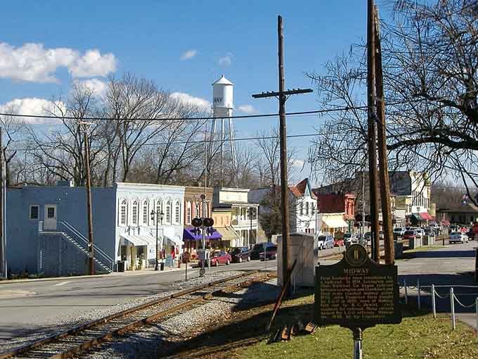 That water tower rising above downtown is basically Midway's exclamation point, visible proof this town means business.