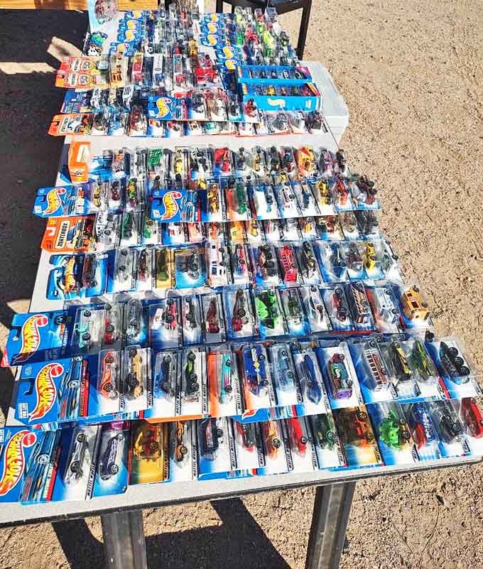 Hot Wheels heaven! Every car collector started somewhere&mdash;probably at a table just like this, begging mom for "just one more."