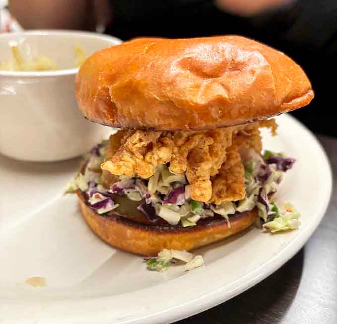 A fried chicken sandwich on a glazed donut because sometimes you need to live a little dangerously.