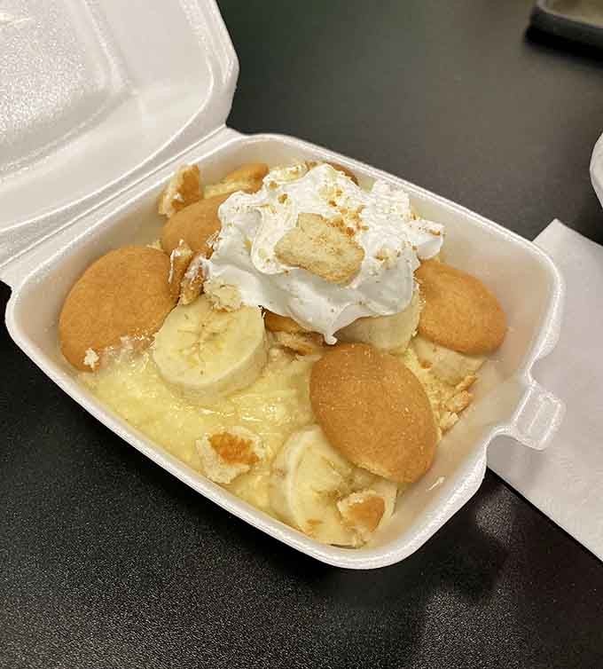 Banana pudding with vanilla wafers and whipped cream, just like grandma made but possibly even better.