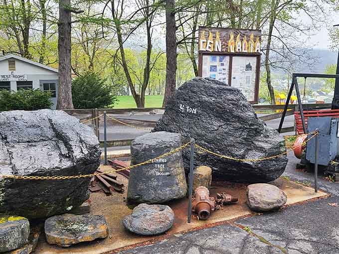 That massive chunk of anthracite coal weighs more than your holiday guilt and represents the black gold that fueled a nation.
