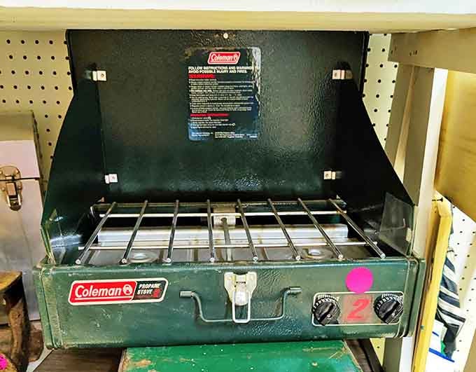 That vintage Coleman stove has probably cooked more campsite breakfasts than most people have had hot showers.