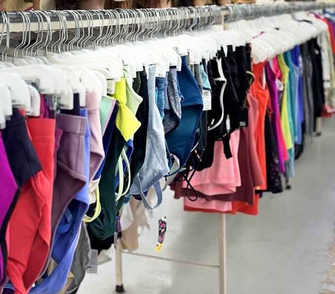 Athletic wear in every color imaginable, because apparently everyone buys workout clothes but nobody actually wears them out.