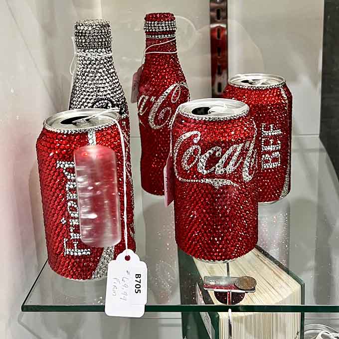 Bejeweled Coca-Cola cans sparkle like Dorothy's ruby slippers&mdash;proving even everyday objects can transform into extraordinary collectibles.