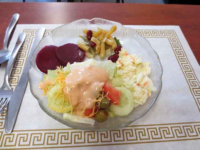 The salad bar offers a token nod to healthier eating before you inevitably surrender to pie. That thousand island dressing isn't fooling anyone.