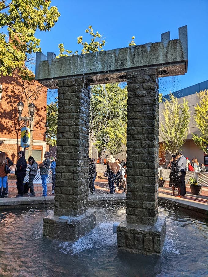 East India Square's fountain creates a peaceful oasis where you can rest between witch shops and history lessons.