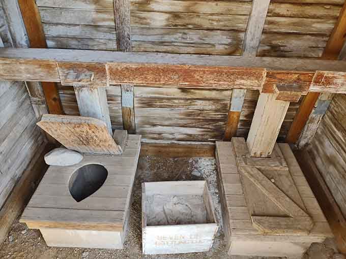 The old outhouse offers a humbling reminder that indoor plumbing is perhaps civilization's greatest achievement, hands down.