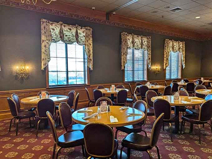 More booth seating than you can count, each one offering a front-row seat to the greatest food show on earth.