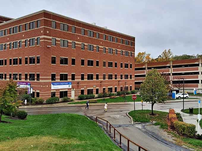 Phelps Hospital reminds you that even charming historic villages need modern healthcare facilities and ample parking.