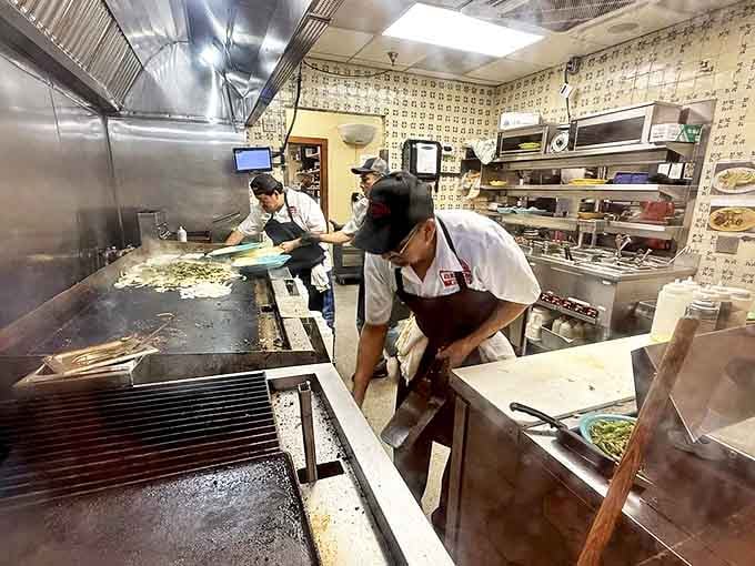 The kitchen at Matt's moves with the choreographed precision of a ballet, if ballets involved making hundreds of enchiladas while surrounded by fire.