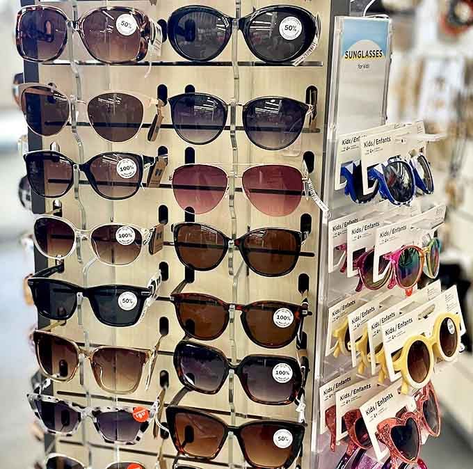 Sunglasses galore! Finding designer shades at 50% off feels like winning the lottery for your face&mdash;stylish protection without the sticker shock.