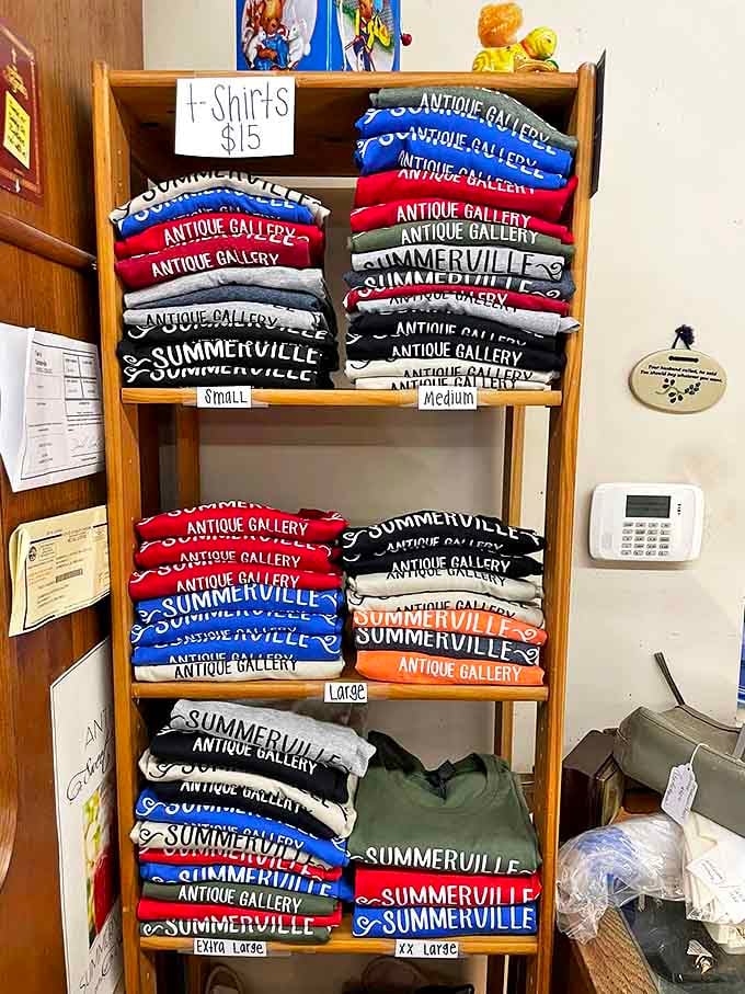 Wear your antiquing passion proudly! These Summerville Antique Gallery t-shirts are the souvenir equivalent of saying "I came, I saw, I bargained."