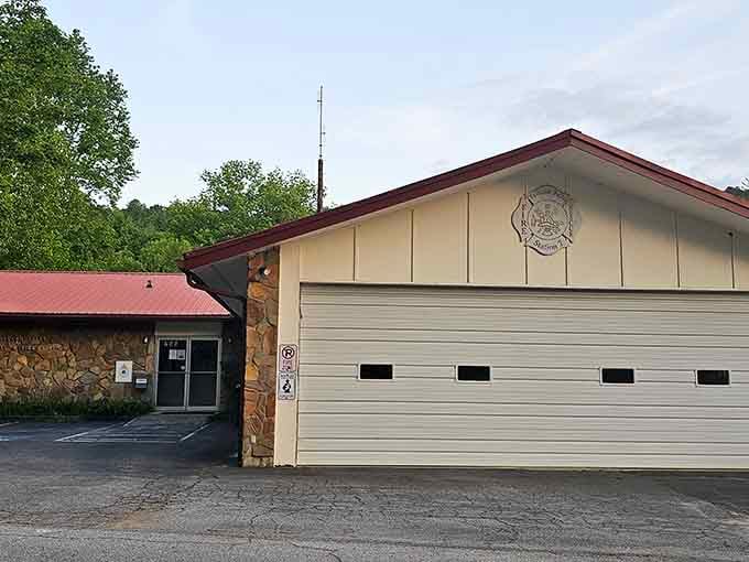 The fire station doubles as city hall because efficiency is just how small mountain towns roll.