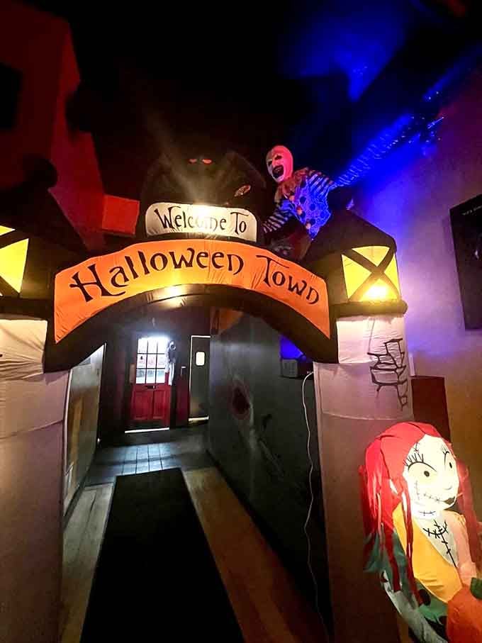 Walking through this inflatable archway officially transports you to Halloweentown, no time machine required for this trip.