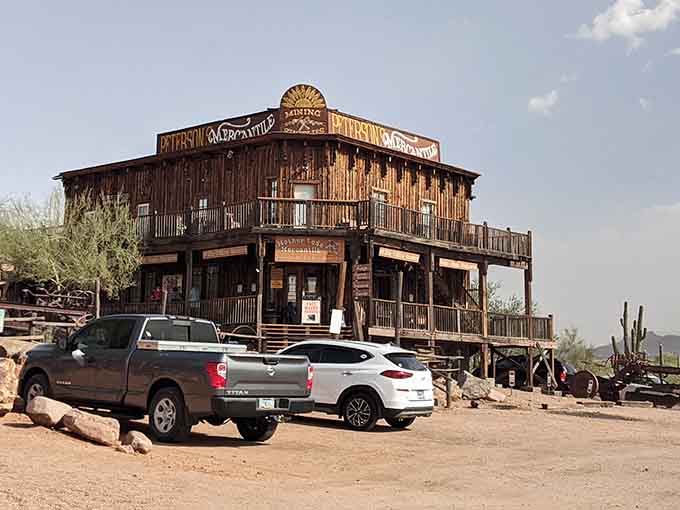 Peterson's Mercantile rises two stories of authentic Western architecture, making modern strip malls look embarrassingly bland by comparison.
