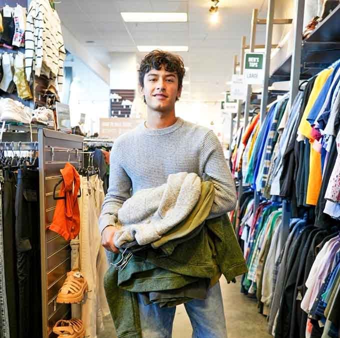 That satisfied smile of someone who just scored an entire wardrobe for less than one mall store sweater.