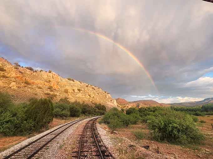 When Mother Nature adds a double rainbow to your train ride, you know you've hit the jackpot.