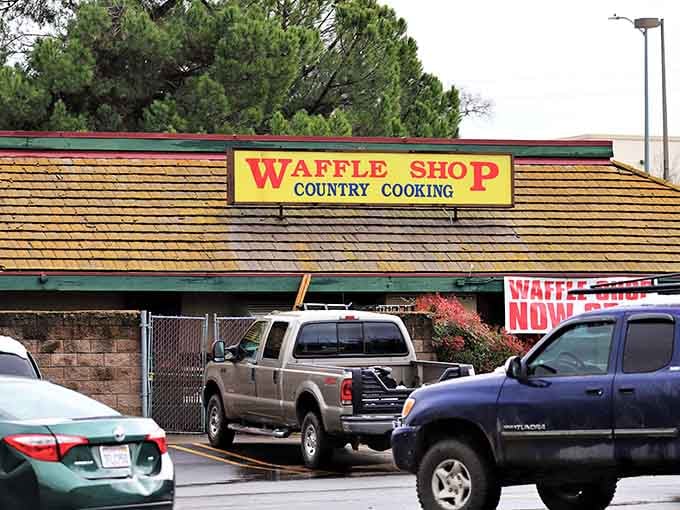 The Waffle Shop promises "Country Cooking" – code for portions that'll fuel you through a day of gold panning or, more likely, antique shopping and wine tasting.