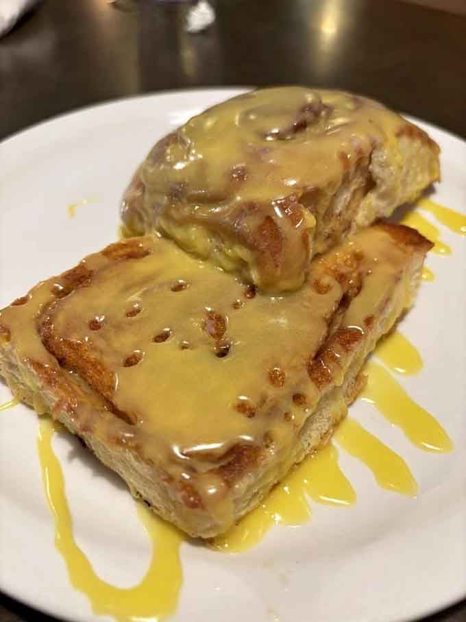 Cinnamon rolls dripping with glaze like a sweet waterfall prove that sometimes dessert for breakfast is absolutely the right choice.