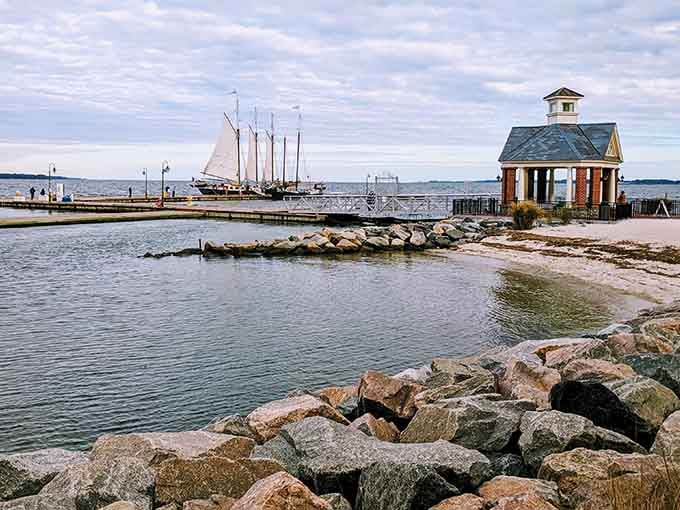 The Riverwalk Landing combines historic charm with waterfront beauty, where tall ships still grace the York River horizon.