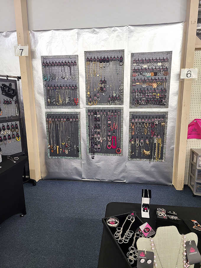 Jewelry displays showcase everything from costume pieces to statement necklaces that could transform any outfit into something special instantly.