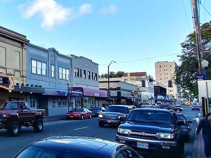 Downtown streets lined with local businesses remind you what America looked like before every town became a strip mall.