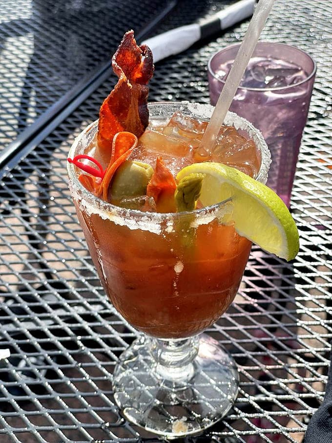 A Bloody Mary that doubles as an appetizer&mdash;complete with bacon garnish that's worth the trip alone.