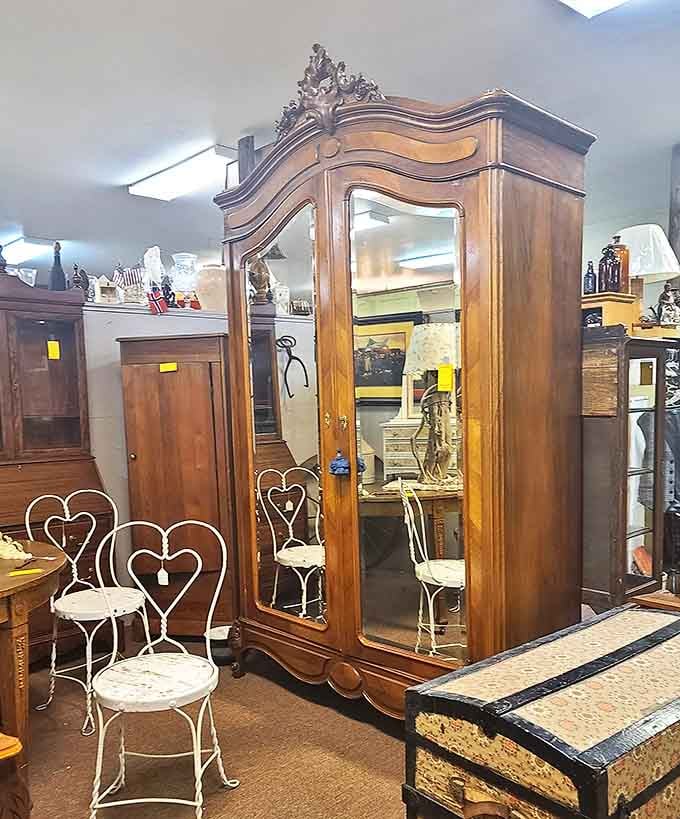 This isn't just furniture; it's time travel. That ornate wardrobe has probably witnessed more family secrets than a holiday dinner table.