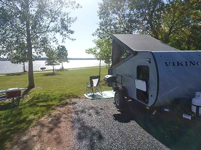 Lakeside camping that makes tent people jealous&mdash;where your morning coffee comes with a side of spectacular views and zero traffic noise.