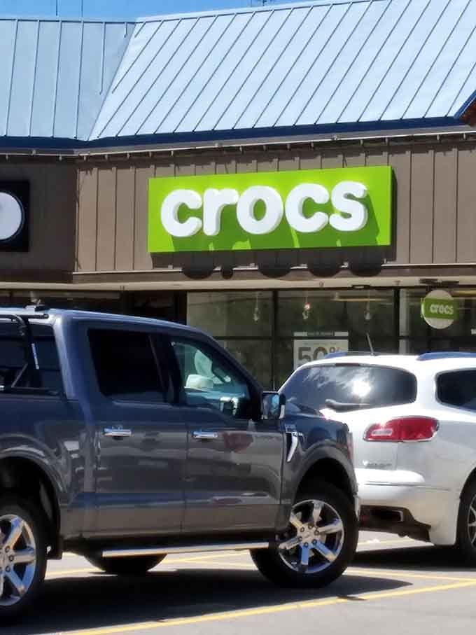 Even Crocs get the mountain treatment here, and at this elevation, comfort officially trumps all fashion judgment anyway.