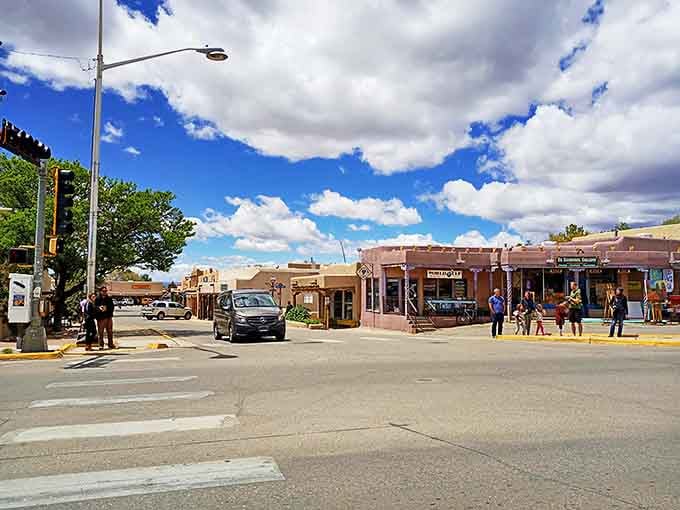 Downtown Taos delivers that perfect small-town vibe where adobe-colored buildings house treasures waiting to be discovered around every corner.