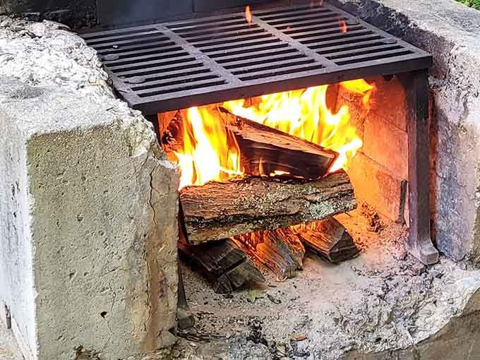 A campfire that transforms ordinary hot dogs into gourmet cuisine and average stories into legendary tales.