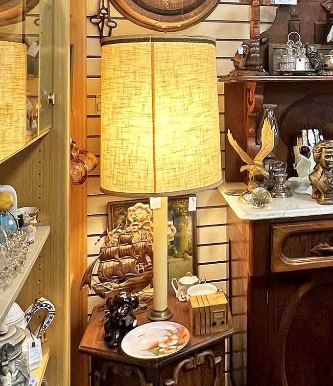 Mid-century magic captured in a lampshade that's witnessed more family dinners than your aunt's famous casserole dish has dinner parties.